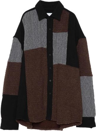 Yoshiokubo chemise à design patchwork - Marron