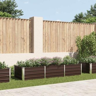 vidaXL Vidaxl - Lit sur&eacute;lev&eacute; de jardin Marron 240x80x45 cm Acier galvanis&eacute;