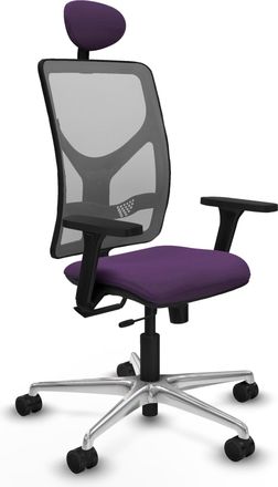 Piqueras y Crespo Schutzstuhl mit 3D-Armen, h&ouml;henverstellbarer Lendenwirbelst&uuml;tze und festem Kopfteil, ausgestattet mit Syncro/Traslack und Schneideschaum, Grau/Violett