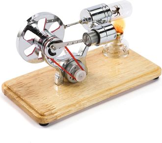 Generic Mini Hot Air Stirling Motormotor Modell LED Generator Bildungswissenschaft Kit (Silber)