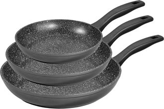 STONELINE Made in Germany Pfannenset 3 teilig, 20/24/28 cm, Antihaft beschichtete Pfanne mit echten Steinpartikeln, Pfanne Induktion Backofengeeignet, alle Herd