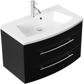 Magnolia Home Badm&ouml;bel Bella 80 mit runder Front SoftClose schwarz