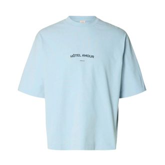 Selected Homme, Tops, Bleu, Taille: L Slhboxyliam SS O-Neck Tee Hotel Amour