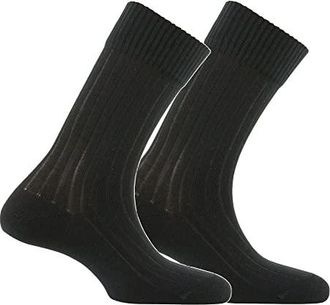 Kindy Lot de 2 paires de chaussettes homme en fil recyclé MADE IN FRANCE - couleur - Noir - Pointure - 43-46