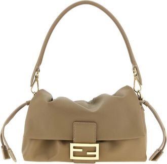Fendi Ruched Leather Baguette Bag - - Bags - Damen - Beige - ONE SIZE