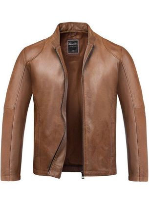Amaci & Sons Lederjacke OKEMOS Lederjacke Echtleder Herren Biker Zipper Jacke