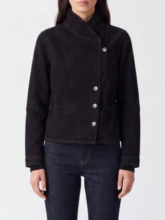 Isabel Marant Jeansjacke aus Baumwolle mit hohem Kragen und asymmetrischem Verschluss