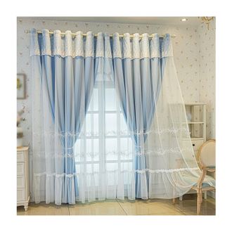 Generic 1 St&uuml;ck Doppelschicht Verdunkelungs, Thermovorhang mit Voile und Metall&ouml;sen, Raumabdunkelung & Isolierung Fensterbehandlung f&uuml;r Schlafzimmer Wohnzimme