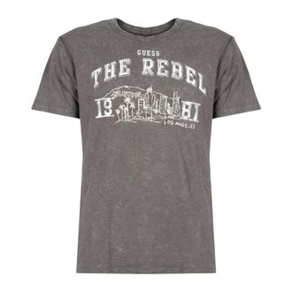 Guess T-shirt col rond - Homme - Tops - Gris - Taille: S