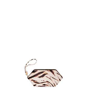 Ganni Tiger-Striped Polyurethane Clutch - Beige