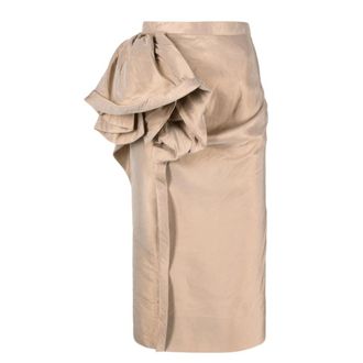 Maison Margiela Goldener Satin-Midirock mit Blumenmuster - - Skirts - Damen - Beige - 2XS