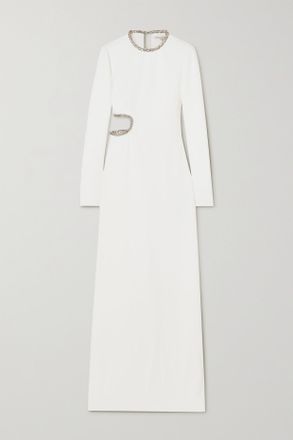 Stella McCartney + Net Sustain Robe Aus Cady Mit Cut-out Und Kristallen - Wei&szlig;