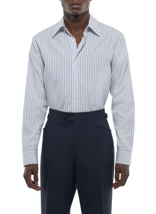 Fursac Chemise &agrave; col hirondelle en coton ray&eacute; - Taille 38 - Homme