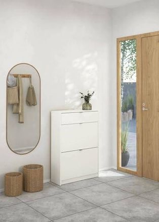 Dmora Schuhschrank Edith, Schuhregal, Mehrzweck-Eingangsgarderobe, M&ouml;bel f&uuml;r Schuhe, 70x24 h101 cm, Wei&szlig;