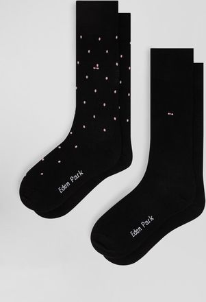 Eden Park Lot De 2 Paires De Chaussettes Unies Noires En Coton Stretch