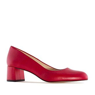 Andres Machado Escarpins pour l´été et Hiver pour Femmes et Adolescents - Martina - Chaussures à Talons Hauts en Cuir - Talons Larges - Rouge, Taille EU 36