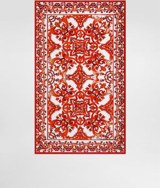 Dolce & Gabbana Strandtuch Aus Frottee Mit Majolika-print - Frau Bademode Multicolor Baumwolle Onesize