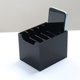Generic Handy Aufbewahrungsbox, 5-Raster-Acryl-Telefonaufbewahrungsbox Ist Vielseitig und Geeignet for Schlafsäle, Wohnungen und Büros(Black)