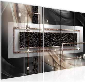 Runa Art Wandbild XXL Abstrakt Wohnzimmer Schlafzimmer 200 x 80 cm Beige Braun 5 Teilig - Made in Germany - 021155c