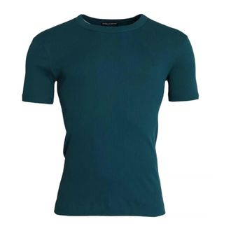 Dolce & Gabbana Kurzarm Baumwoll T-Shirt Blau Gr&uuml;n - - Tops - Herren - Blau - M