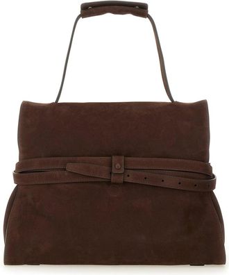 Moschino Womens Tie Me Medium Bag Brown Calf Leather Shoulder