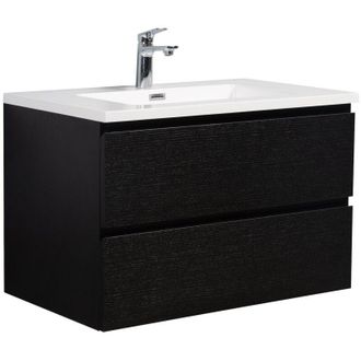 Badplaats Badezimmer Badm&ouml;bel-Set Angela 80cm - Schwarz Holz - Unterschran