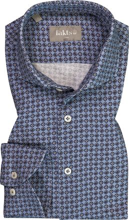 Fakts Herren Hemd blau gemustert Slim Fit