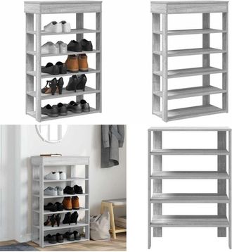 vidaXL Schuhregal Grau Sonoma 60x30x98 cm Holzwerkstoff - Vidaxl