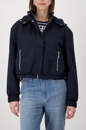 Monari Blouson MONARI, Damen, Gr. 44, blau (marine), Web, Obermaterial: 60% Polyester, 40% Polyamid, unifarben, regular fit taillenlang, Rundhals, eingesetzt