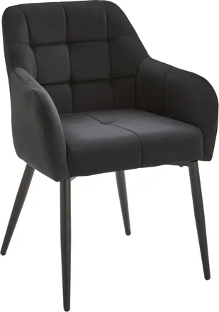 Livetastic Armlehnstuhl Federkern, Schwarz, Dunkelgrau, Metall, Textil, F&uuml;llung: Schaumstoff, Rundrohr, 60x82x60 cm, Esszimmer, St&uuml;hle, Esszimmerst&uuml;hle, Armlehne