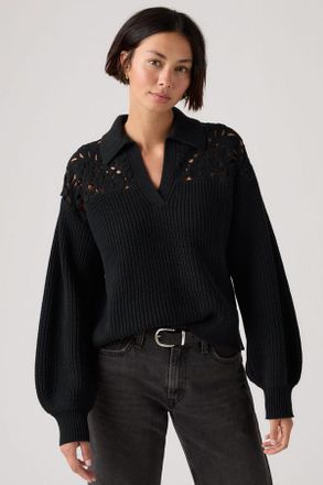 Levi's Bianca Crochet Polo Sweater - Femme - Noir / Anthracite Night - XS