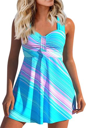 Generic uxxnjfg Tankini Damen Große Größen Set Badeanzug Bauchweg Tankinis Für Damen Bademode Zweiteiliger Curvy Badetop Push Up Oberteil Mit High Waist Bades