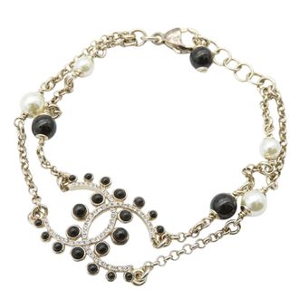 Chanel Faux Pearl Rhinestones Bracelet