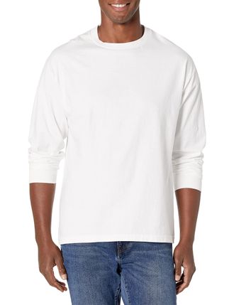 Hanes Herren Beefy Langarmshirt, 1er-Oder 2er-Pack Hemd, Weiß, Klein