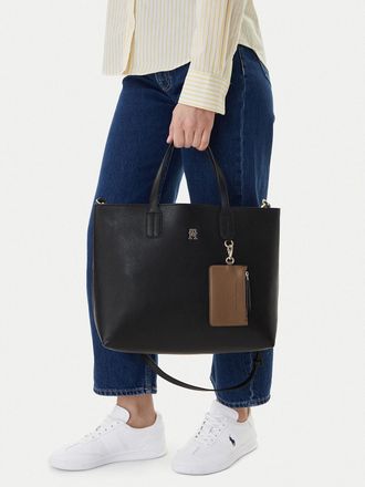 Tommy Hilfiger Handtasche Tommy Hilfiger Th Icon Satchel AW0AW18122 Schwarz