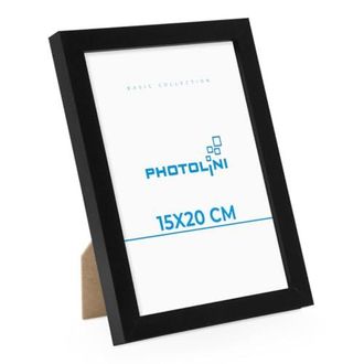 Photolini Cadre 15 x 20 bois MDF noir, cadres photo pour posters et affiches, verre acrylique incassable, d&eacute;coration murale &agrave; suspendre & &agrave; poser