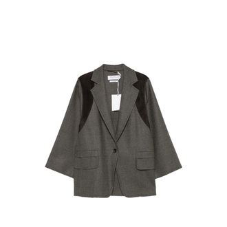 Max Mara Suede-panel Notched-lapel Jacket