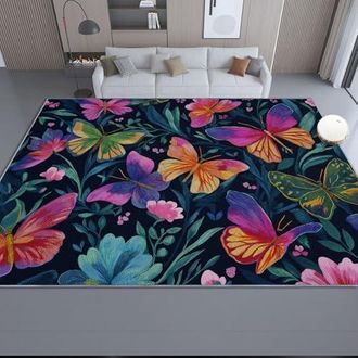 Generic Paillasson Antid&eacute;rapant Violet Fonc&eacute; 160 x 230 cm, Tapis de Sol dint&eacute;rieur Lavable pour entr&eacute;e Cuisine Chambre &agrave; Coucher paillasson d&eacute;coratif, imprim&eacute;