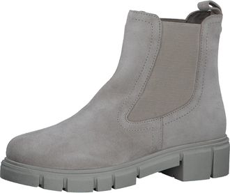 Marco Tozzi Damen Chelsea Boots aus Leder mit Absatz, Grau (Taupe), 37