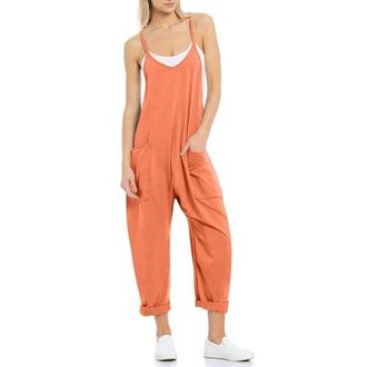 Generic Combinaison sans manches pour femme, salopette ample à bretelles spaghetti, pantalon décontracté, vêtements de plage tendance pour les vacances, Orang