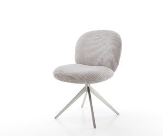 DELIFE Drehstuhl Nube-Flex Cord Silbergrau Kreuzgestell breit Edelstahl 360&deg; drehbar Wippfunktion Taschenfederkern, Esszimmerst&uuml;hle