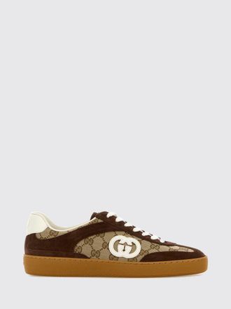 Gucci Baskets G75 en tissu jacquard &agrave; monogramme GG et cuir su&eacute;d&eacute;