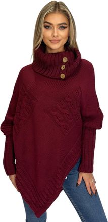 Mississhop Poncho Strick Sweatshirt Pullover Umhang Überwurf 30-01 Bordo