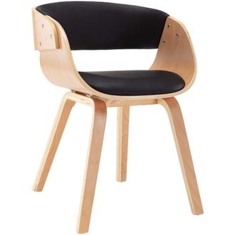 vidaXL Vidaxl - Chaise de salle &agrave; manger noir bois courb&eacute; et similicuir