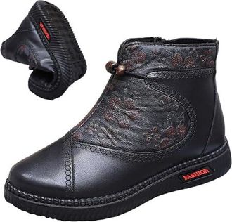 Generic Bottes de neige imperm&eacute;ables pour femme, bout rond, fermeture &eacute;clair lat&eacute;rale, plateforme &agrave; imprim&eacute; floral, bottines &agrave; enfiler, bottines de marche cou