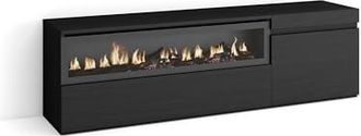 Skraut Home | TV-Schrank, Lowboard | f&uuml;r Wohnzimmer und Esszimmer | 150x45x35cm | F&uuml;r TV-Ger&auml;te bis zu 65 | Elektrokamin. Ma&szlig;e | Moderner Stil | Schwarz