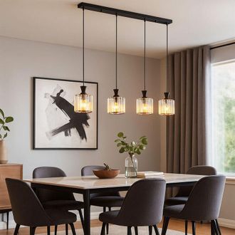 Globo Lighting Globo Jordana Plafonnier suspendu de bar noir mat 4x E27