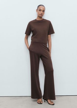 Mango Gerade Baumwollhose braun - Damen - S - MANGO