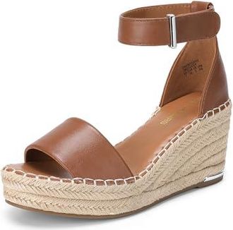 Dream Pairs Sandales Compensées pour Femmes Confortables Sandale Espadrilles dÉté Élégantes et Confortables,Size 41.5,Brun,DWUMPS2505