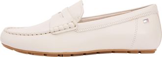 Tommy Hilfiger Damen Flag Leather Driver Loafer Fw0fw09350 Fahrerschuhe, BEIGE (Classic Beige), 40 EU